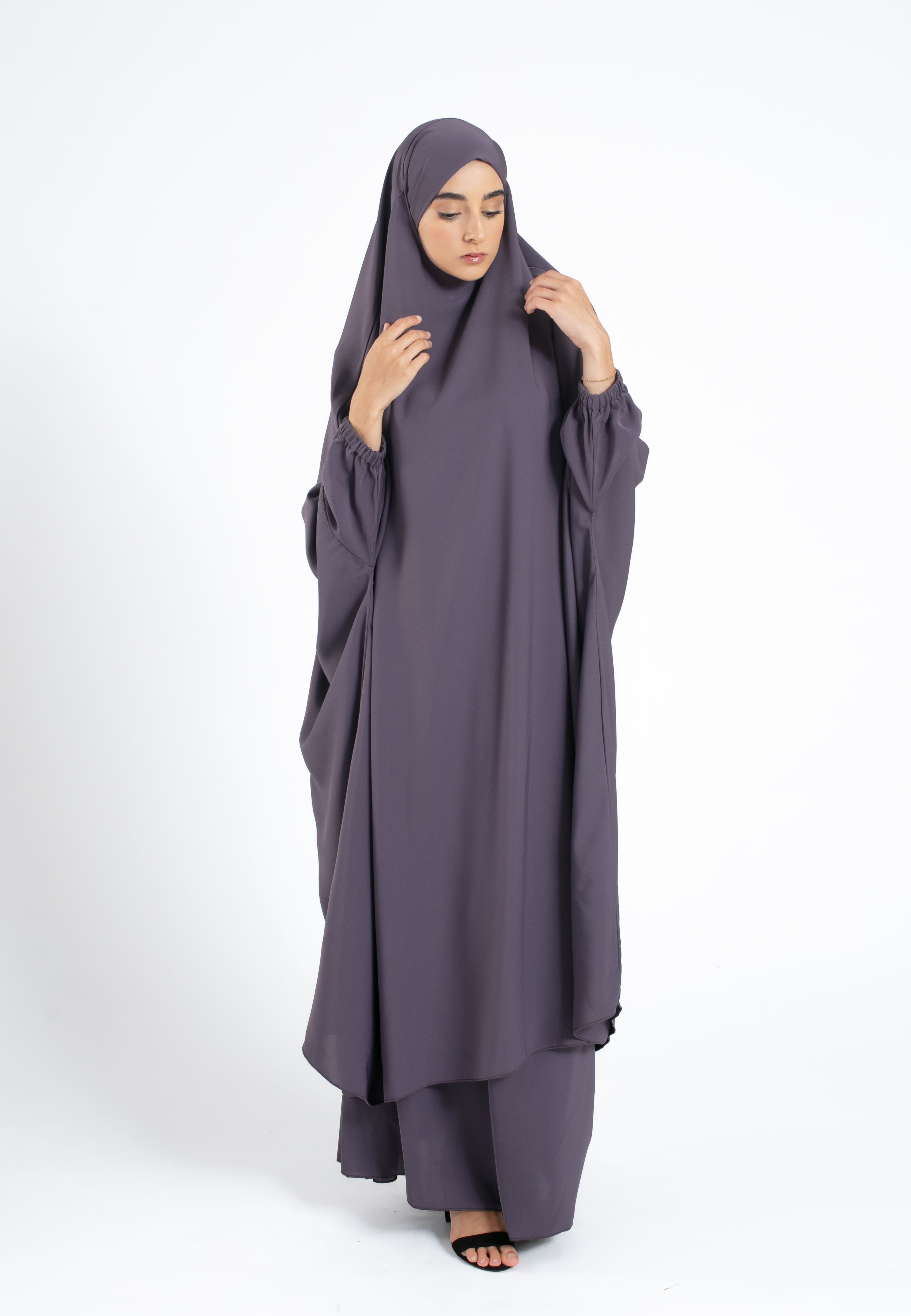 Shop Two-Piece Deep Lilac Jilbab Prayer Dress Set | Abaya Lounge Online